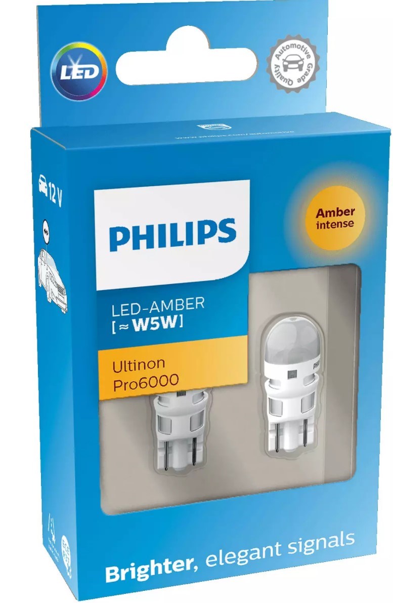 Philips Ultinon PRO6000 SI LED pære W5W Orange. Philips LED