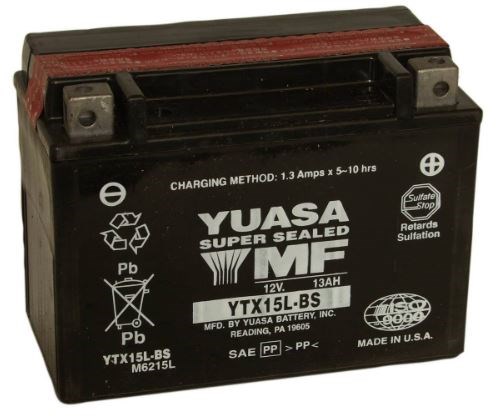 Vedligeholdelsesfrit Yuasa batteri YTX15L-BS 13Ah