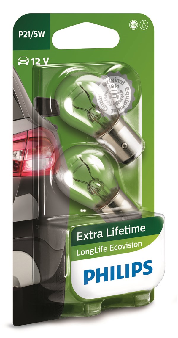 Philips longlife pærer. Her P21/5W Longlife Ecovision. Op til 3 x ...